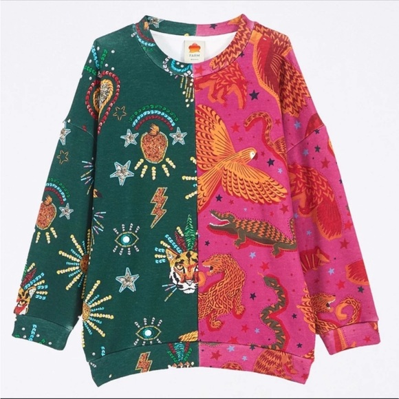 FARM Rio | Tops | Farm Rio Jungle Sky Tiger Sweatshirt Rare Like New ...